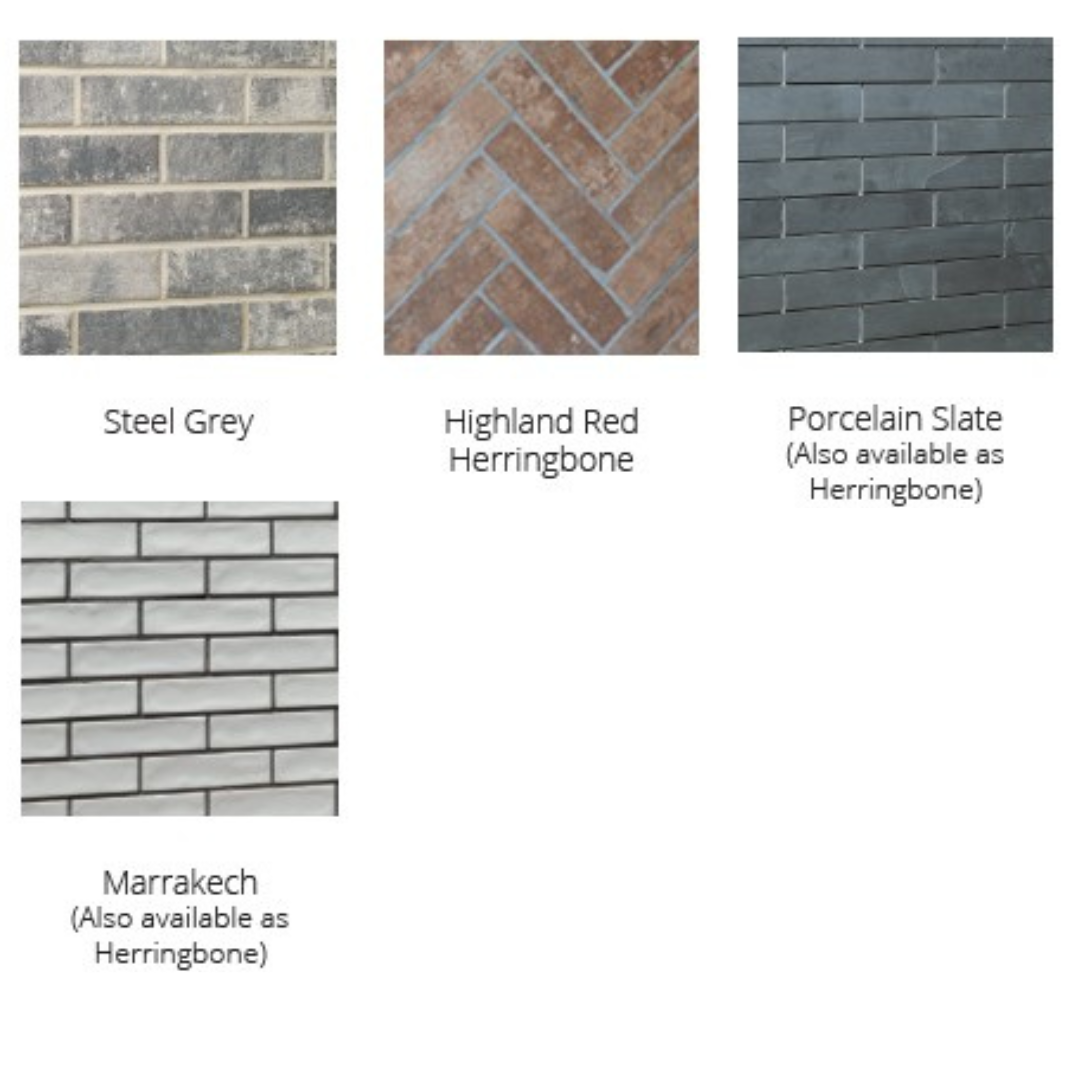 Marrakech Herringbone Tiled Back and Hearth Set